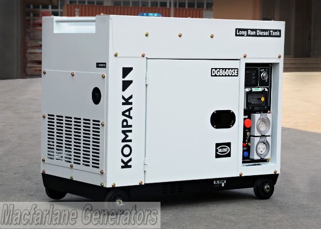 6.3kW Kompak Silent Diesel Generator with Long Range Tank plus Exhaust ...